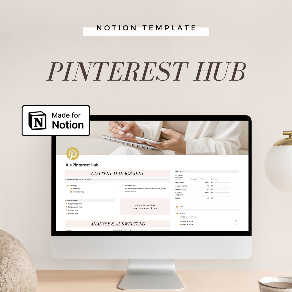 Pinterest Hub [Notion Template] - Pinterest Vorlage für Notion